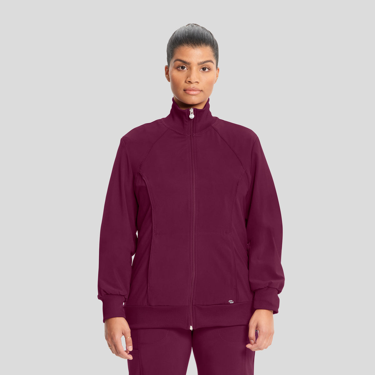 Women's Zip Front Warm-Up | Wine – Robert's Medical Uniforms