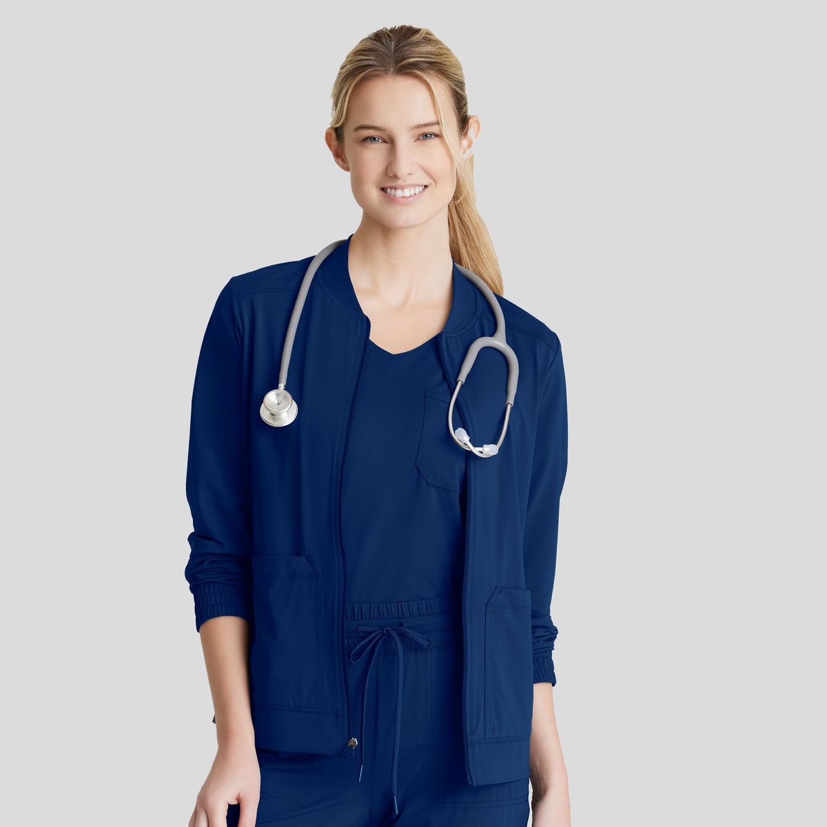 Contour 3-Pocket Front Zipper Warm Up | Navy – Robert's Medical Uniforms