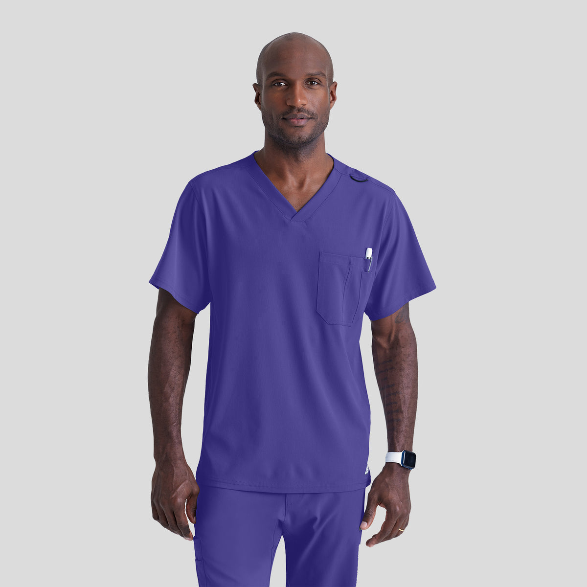 Men's Structure 1-Pocket V-Neck Scrub Top | Grape – Robert's Medical ...