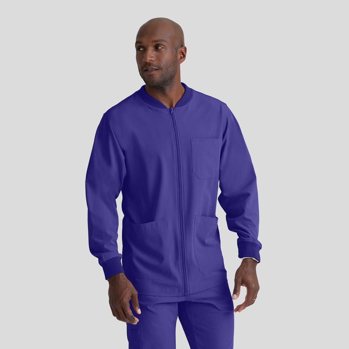 Men's Structure 3-Pocket Crewneck Warmup Scrub Jacket | Grape – Robert ...