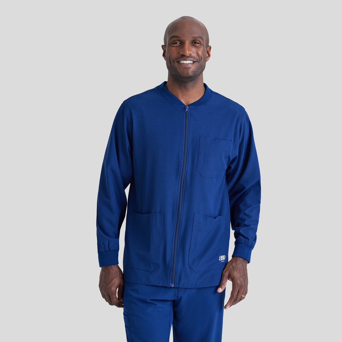 Men's Structure 3-Pocket Crewneck Warmup Scrub Jacket | Navy – Robert's ...
