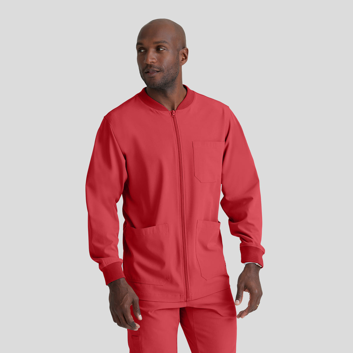 Men's Structure 3-Pocket Crewneck Warmup Scrub Jacket | Red – Robert's ...