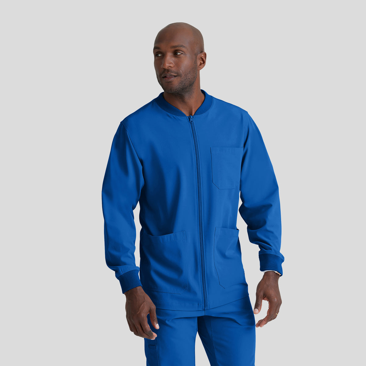 Men's Structure 3-Pocket Crewneck Warmup Scrub Jacket | Royal – Robert ...