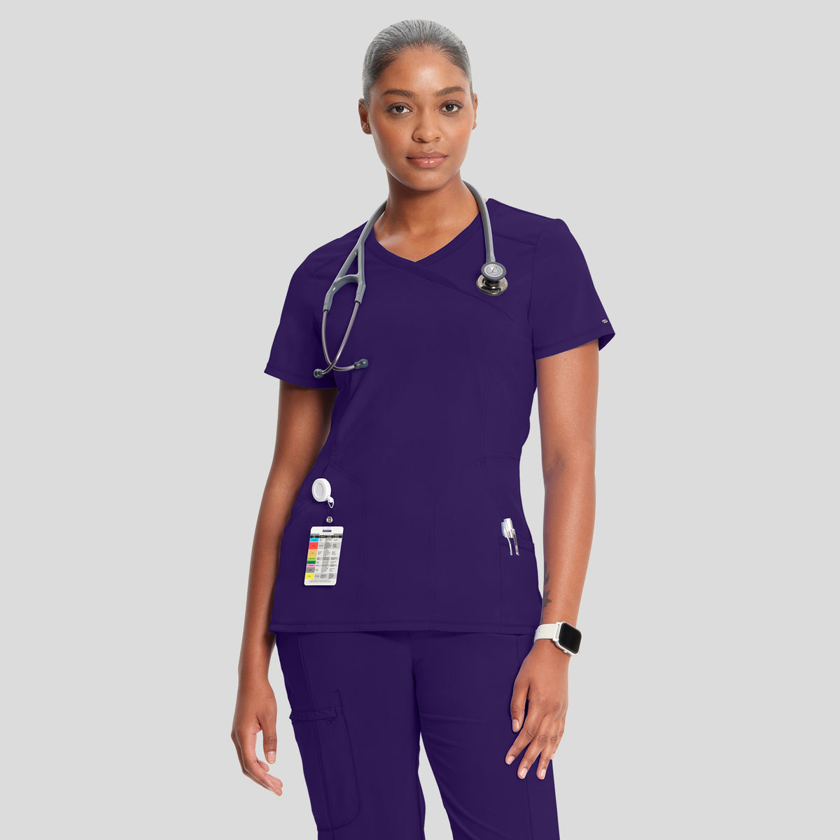 Infinity Mock Wrap Solid Scrub Top | Grape – Robert's Medical Uniforms