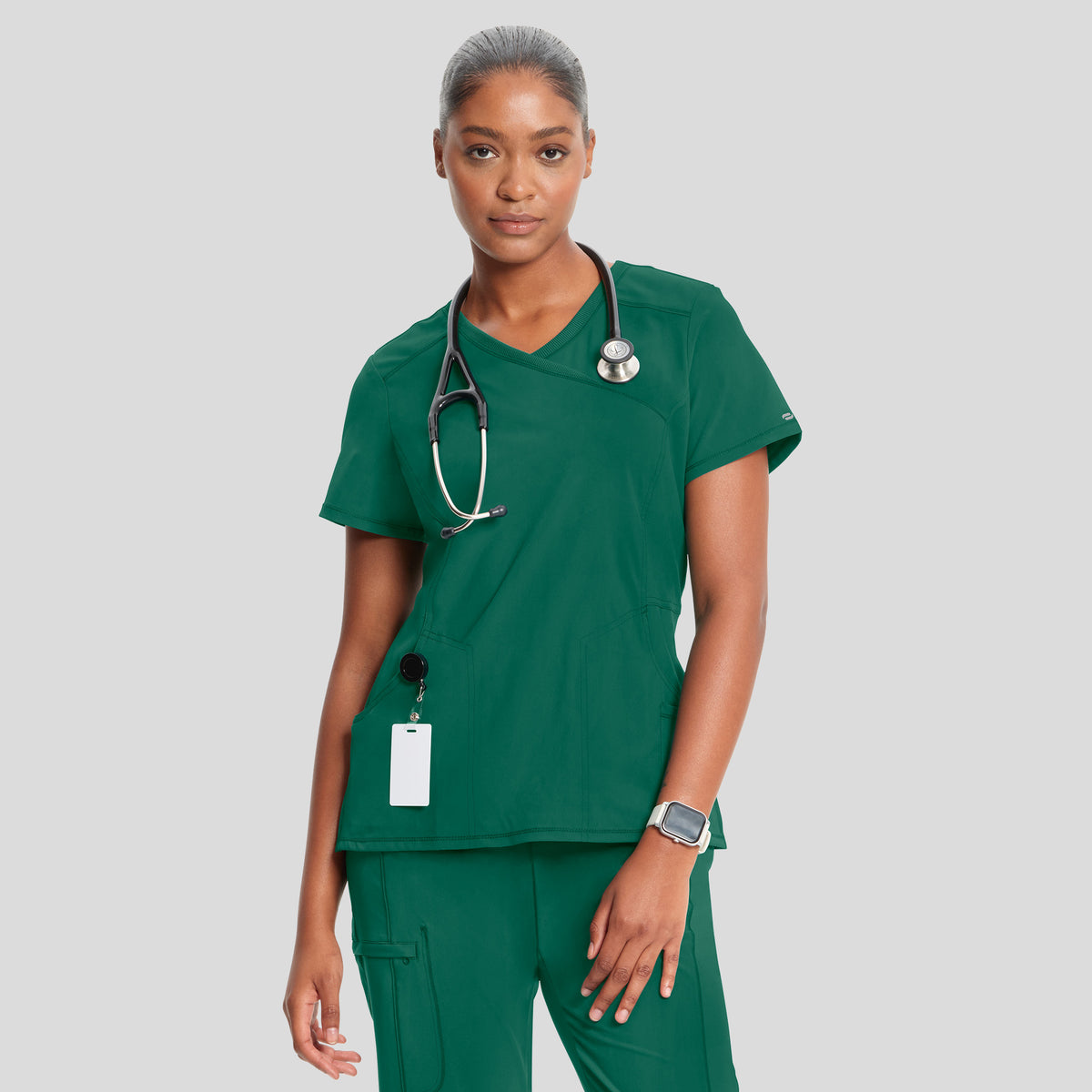Infinity Mock Wrap Solid Scrub Top | Hunter – Robert's Medical Uniforms