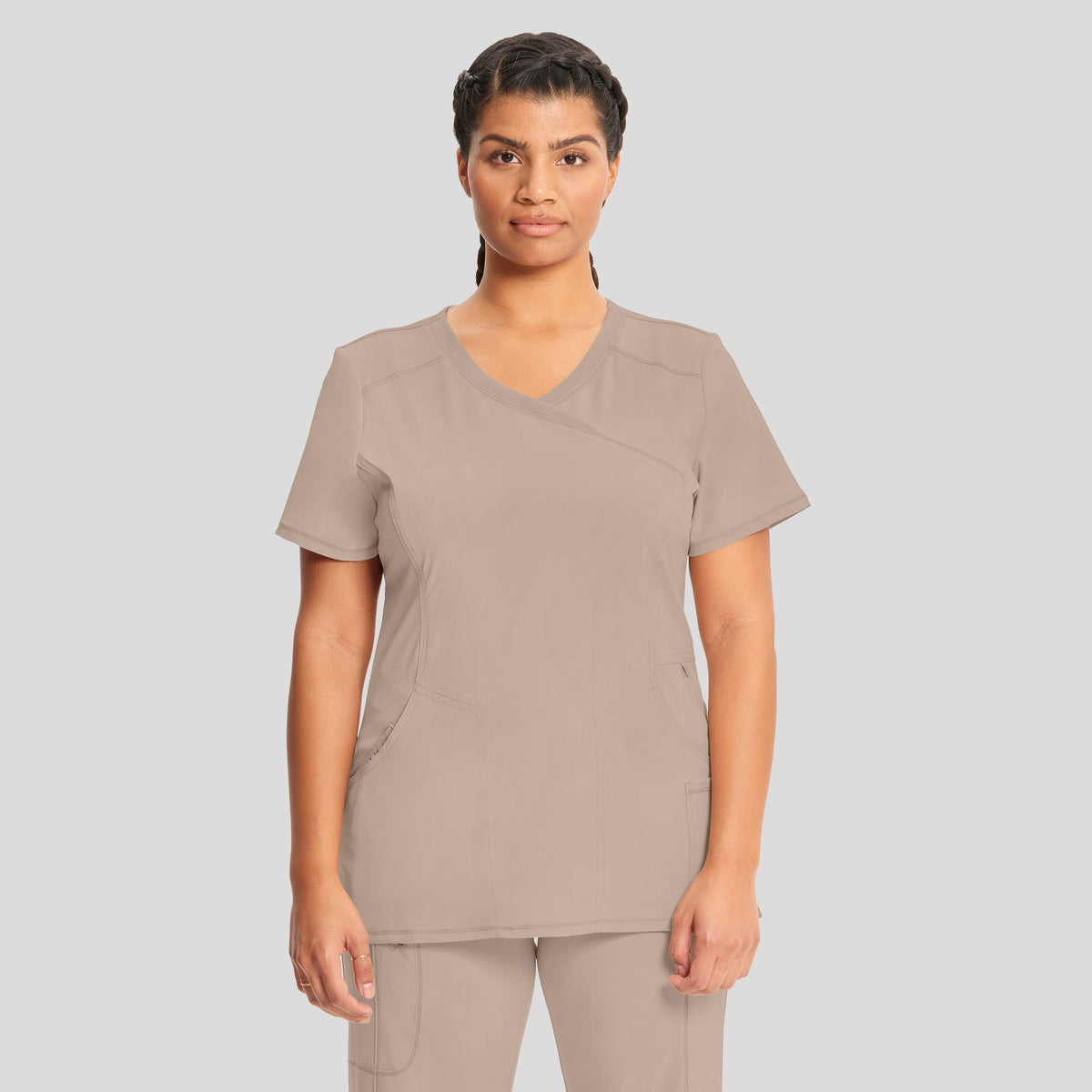Infinity Mock Wrap Solid Scrub Top | Khaki – Robert's Medical Uniforms