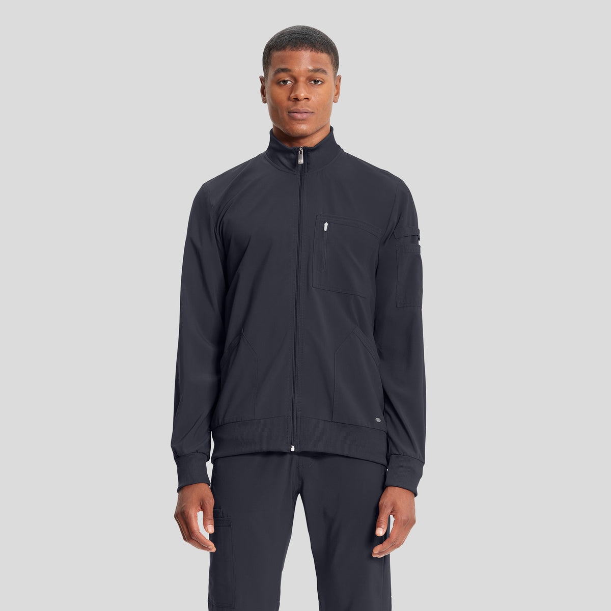 Infinity Men's Zip Front Solid Scrub Jacket | Pewter – Robert's Medical ...