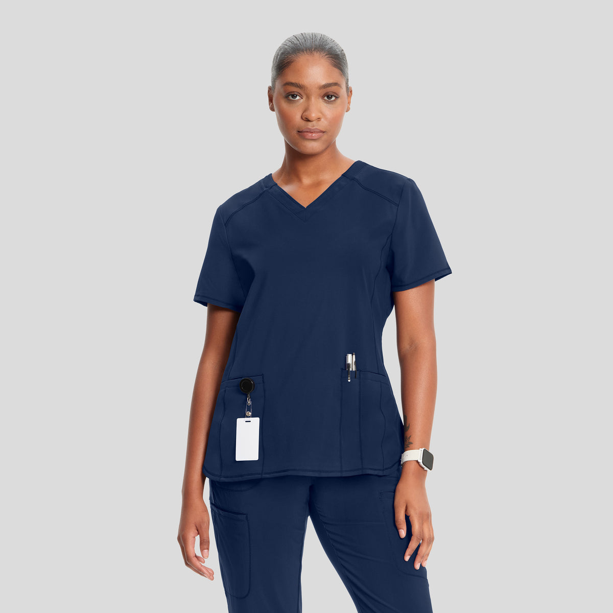 Infinity V-Neck Solid Scrub Top | Navy – Robert's Medical Uniforms