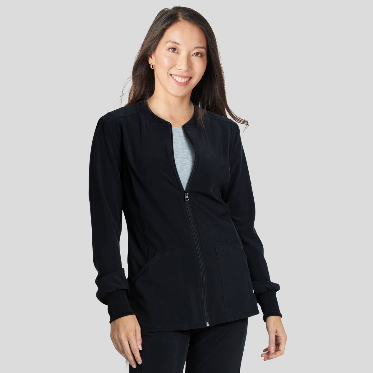 Zip Front Jacket | Black – Robert's Medical Uniforms