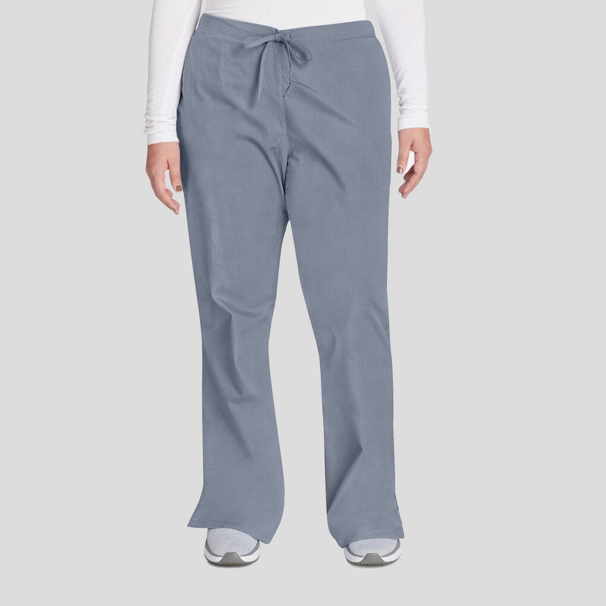 Natural Rise Flare Leg Drawstring Pant | Grey – Robert's Medical Uniforms