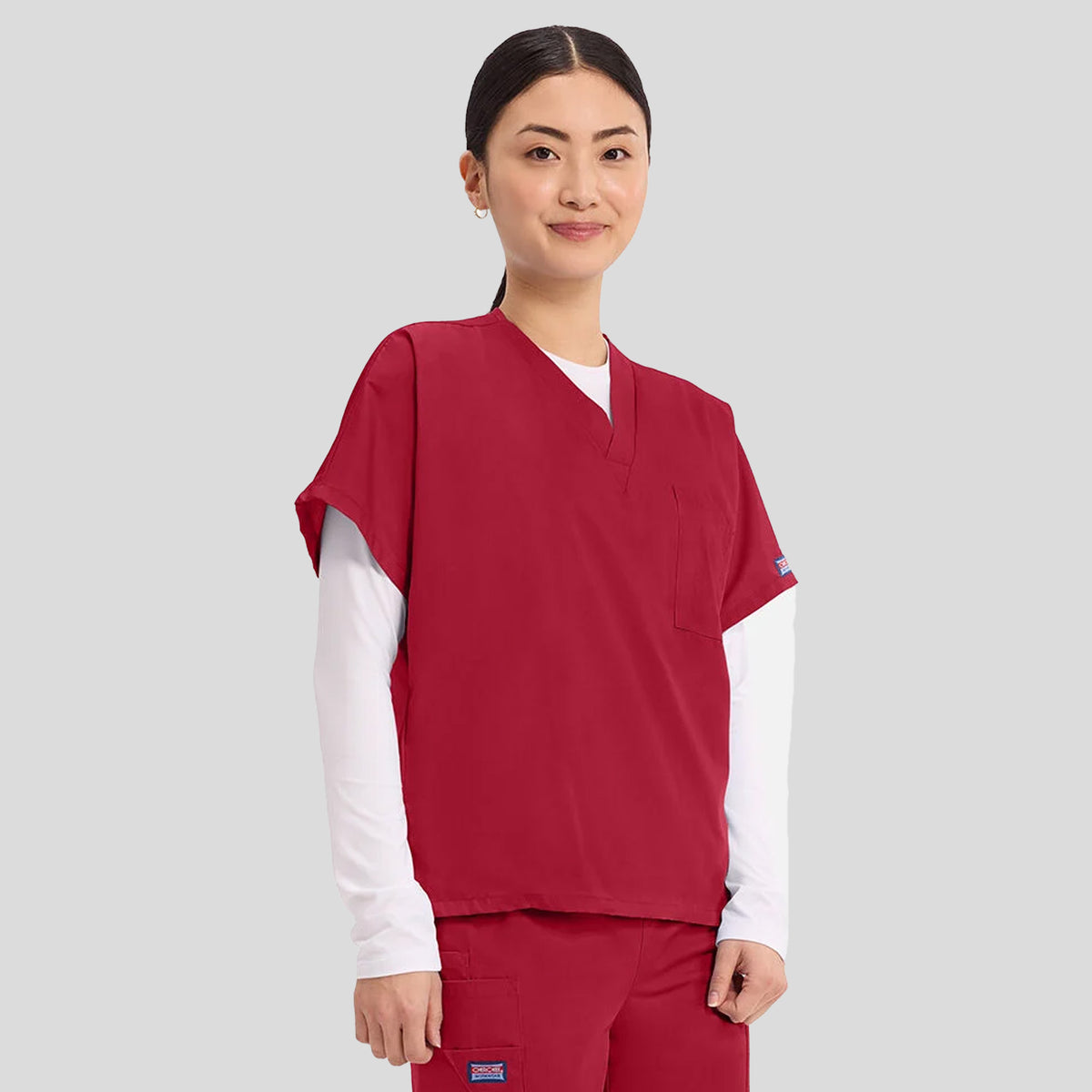 Unisex V-Neck 1 Pocket | Red – Robert's Medical Uniforms