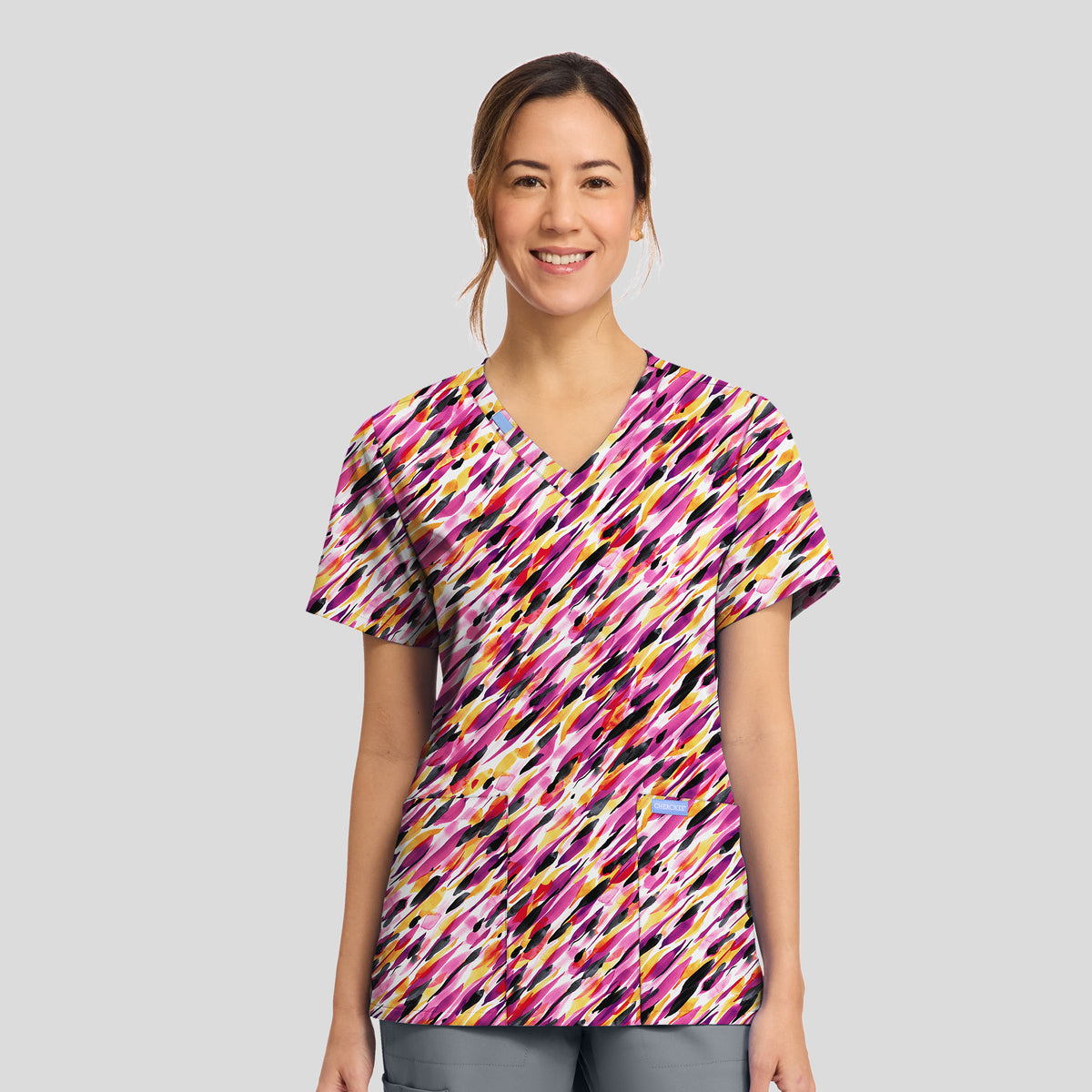 Women's Watercolor Marks Print Scrub Top – Robert's Medical Uniforms
