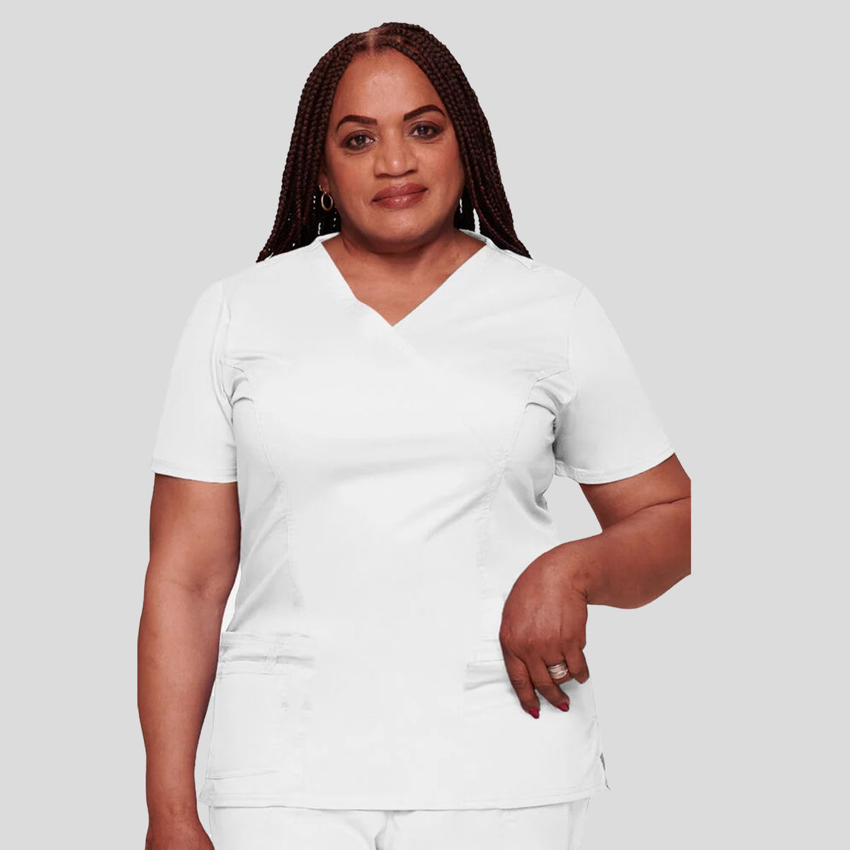 Women's Mock Wrap Princess Seam | White – Robert's Medical Uniforms