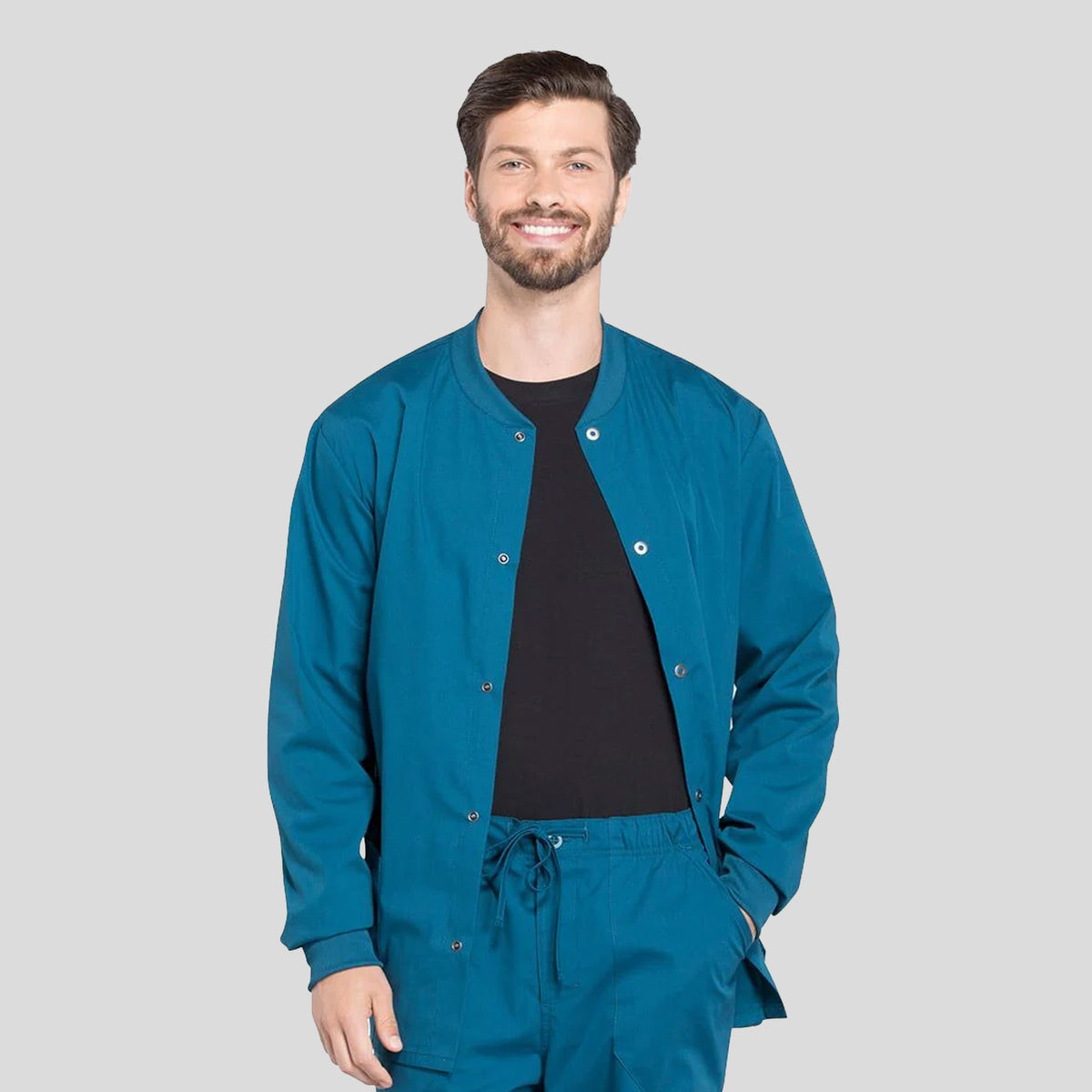 Men's Snap Front Warm-Up Jacket | Caribbean – Robert's Medical Uniforms