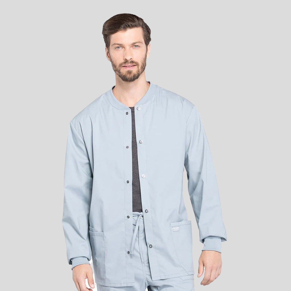 Men's Snap Front Warm-Up Jacket | Grey – Robert's Medical Uniforms