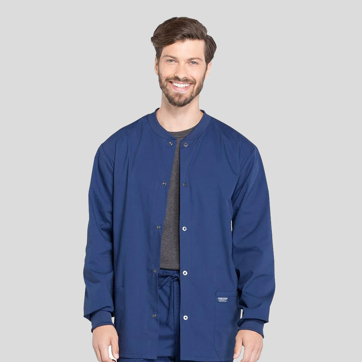 Men's Snap Front Warm-Up Jacket | Navy – Robert's Medical Uniforms