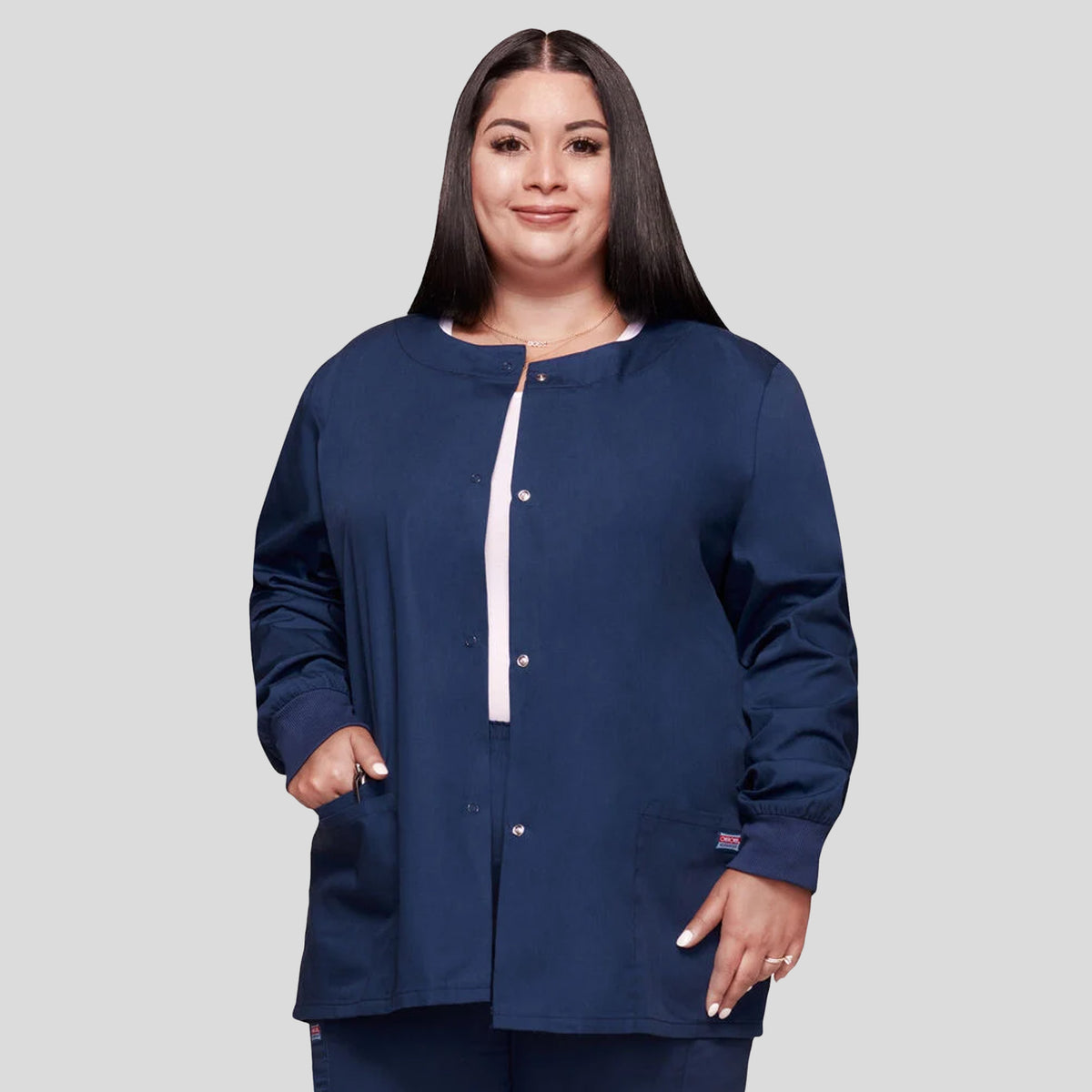 Women's Snap Front Jacket | Navy – Robert's Medical Uniforms