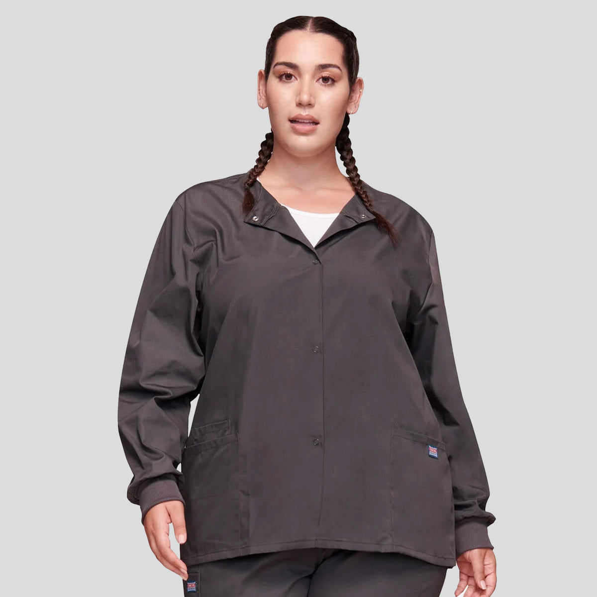 Women's Snap Front Jacket | Pewter – Robert's Medical Uniforms
