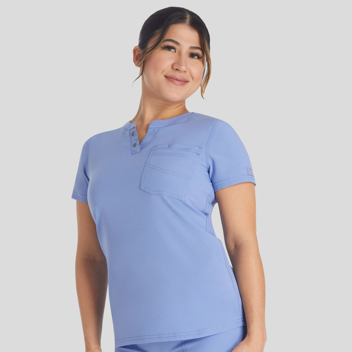 Women's Round Neck Henley Scrub Top | Ciel – Robert's Medical Uniforms