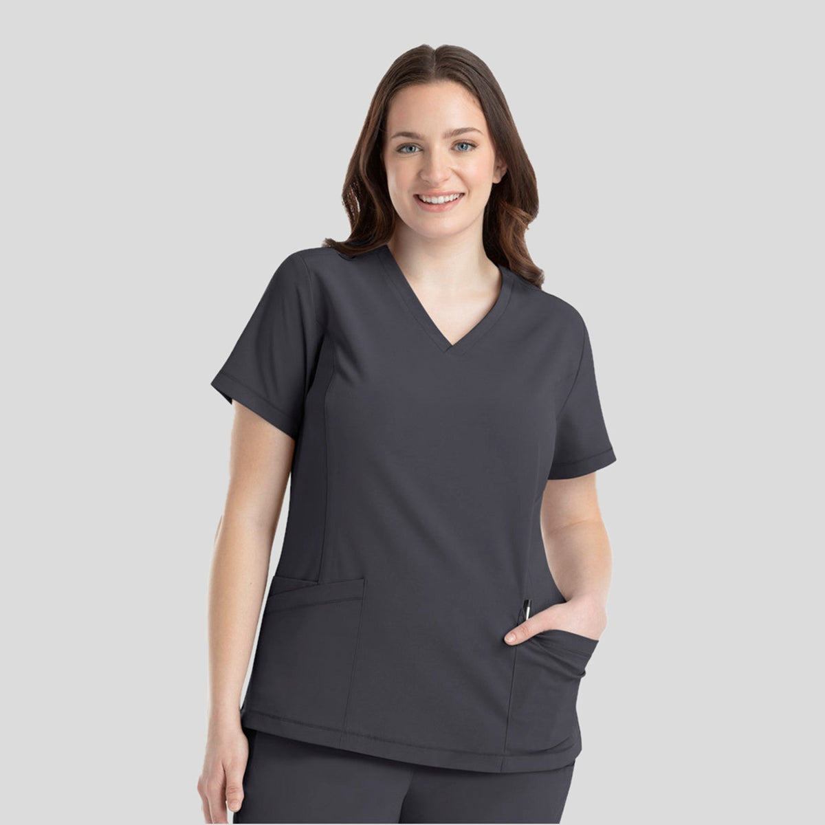 Women's V-Neck Top | Pewter – Robert's Medical Uniforms