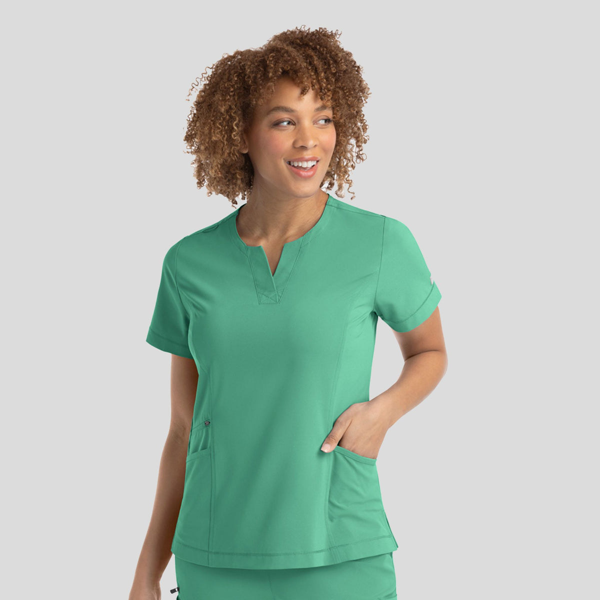 Notched Crew Neck Top | Jade – Robert's Medical Uniforms