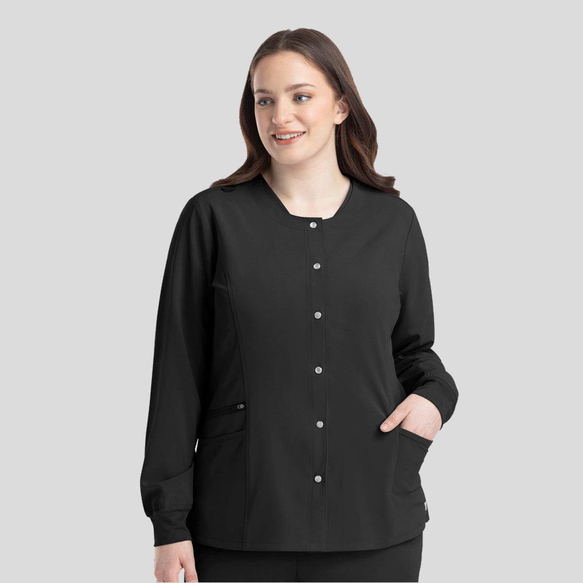 Women’s Snap Jacket | Black – Robert's Medical Uniforms