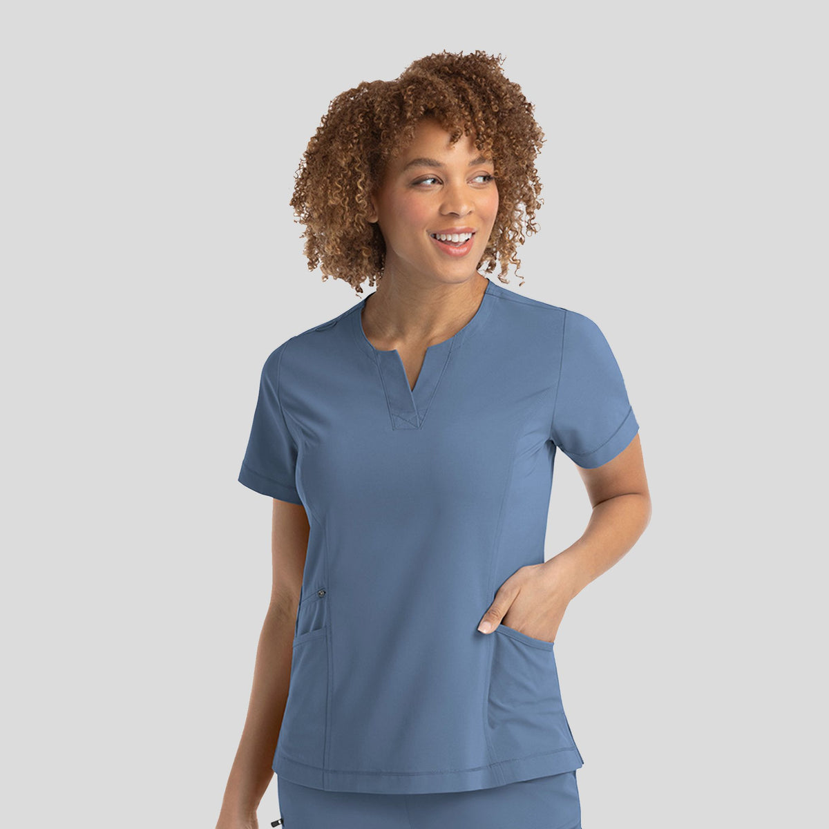 Notched Crew Neck Top | Glazier Lake – Robert's Medical Uniforms