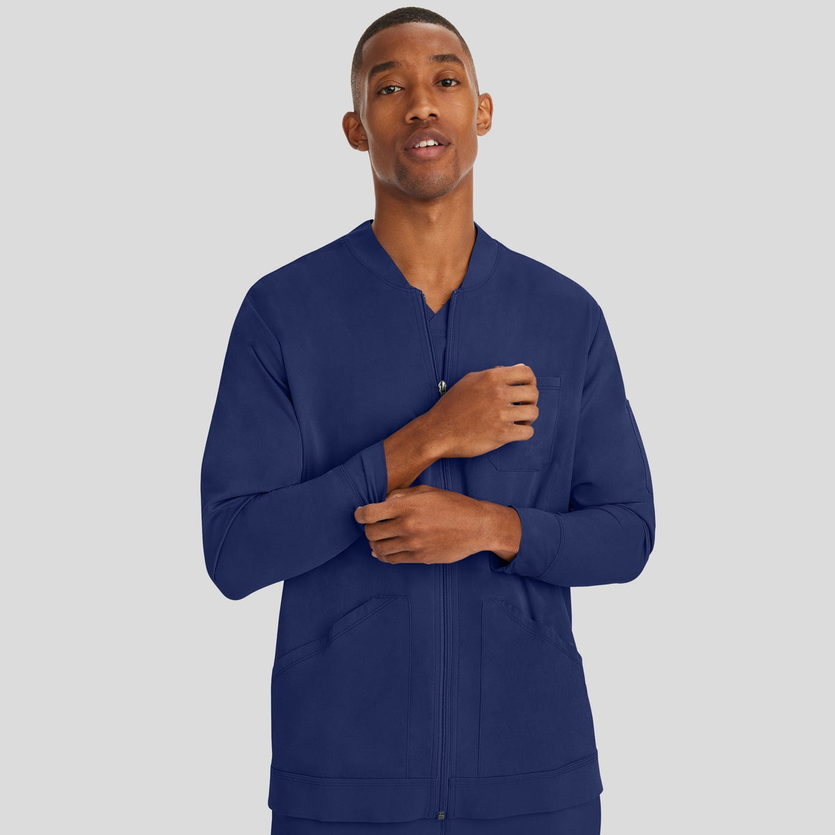 Men's Michael Zip Front Solid Scrub Jacket | Navy – Robert's Medical ...