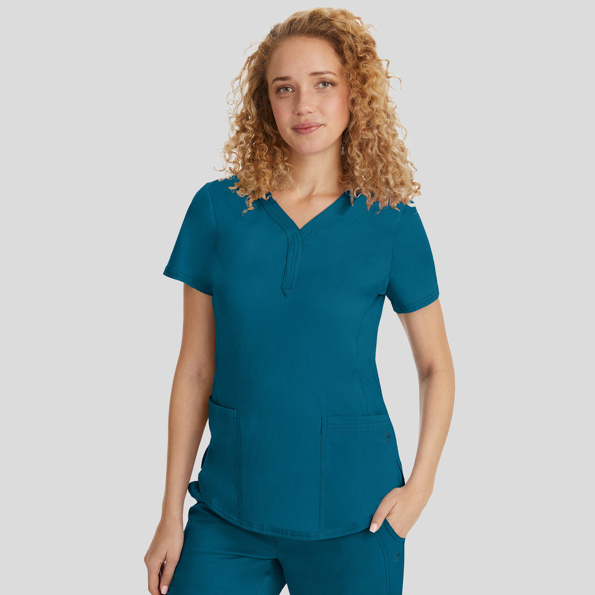 Jane Y-Neck Scrub Top | Caribbean – Robert's Medical Uniforms
