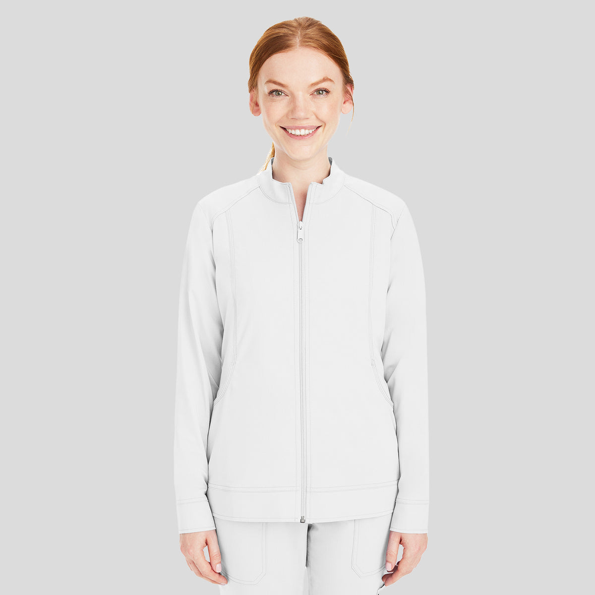 Dakota Zip Front Scrub Jacket | White – Robert's Medical Uniforms