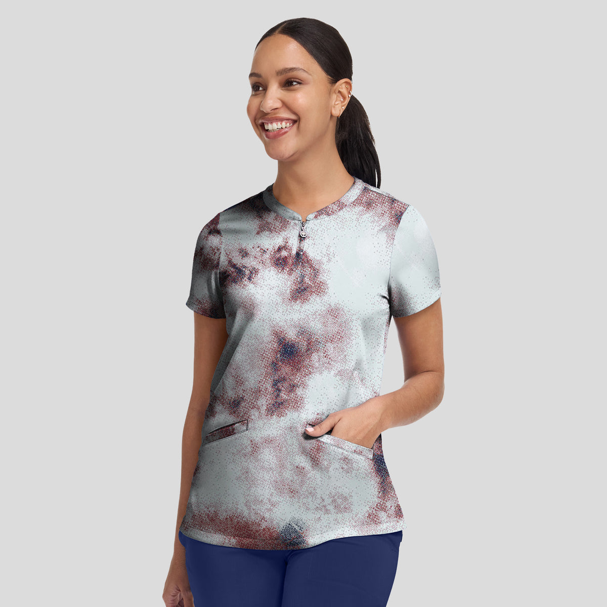 Ivy Print Scrub Top | Soft Fractures – Robert's Medical Uniforms