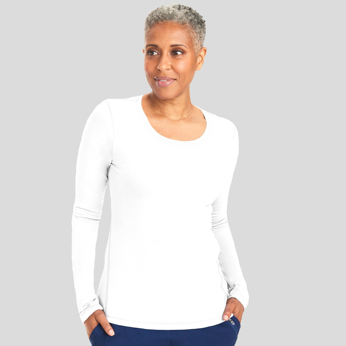 Women's Mackenzie Solid Underscrub | White – Robert's Medical Uniforms