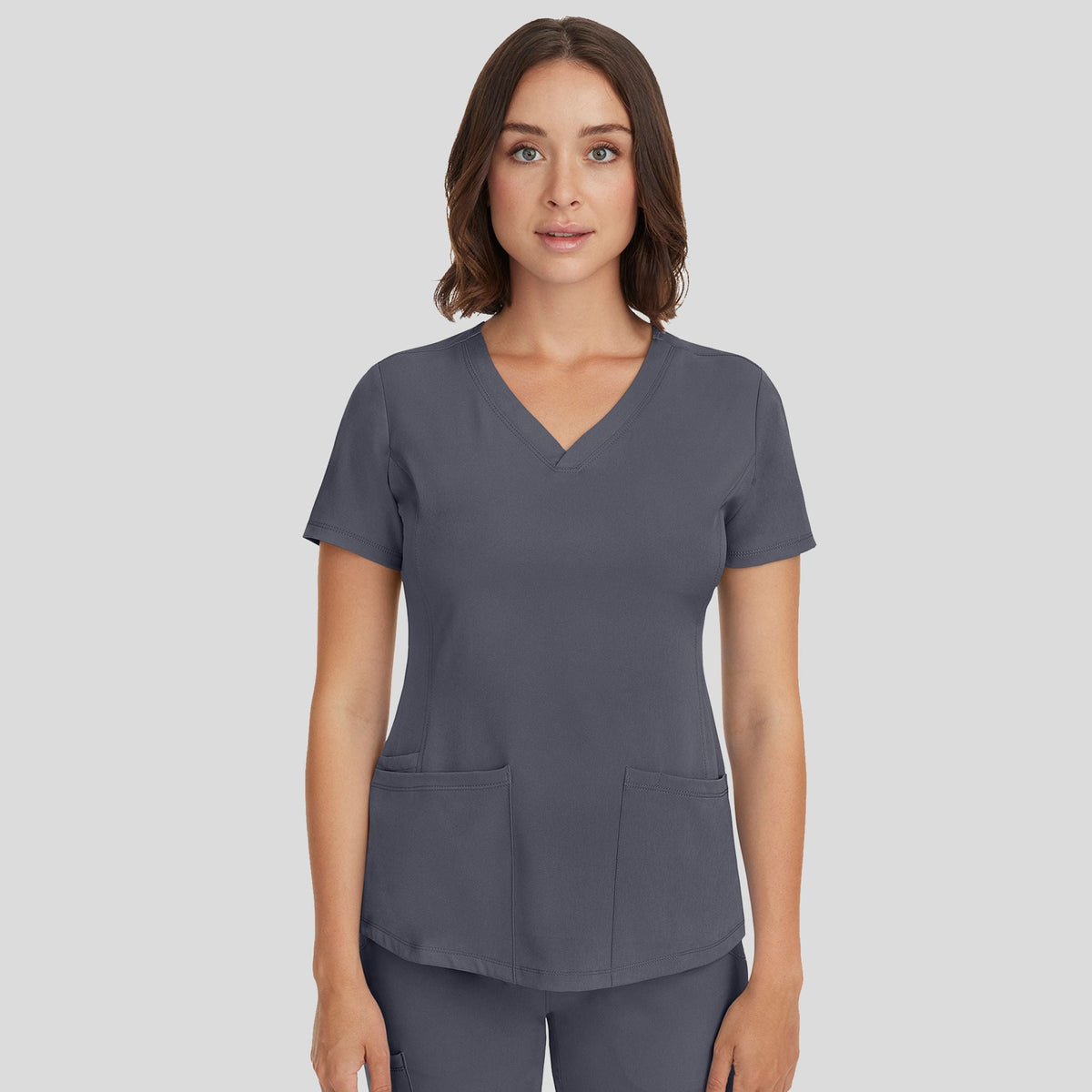 Women's Monica V-Neck Solid Scrub Top | Pewter – Robert's Medical Uniforms