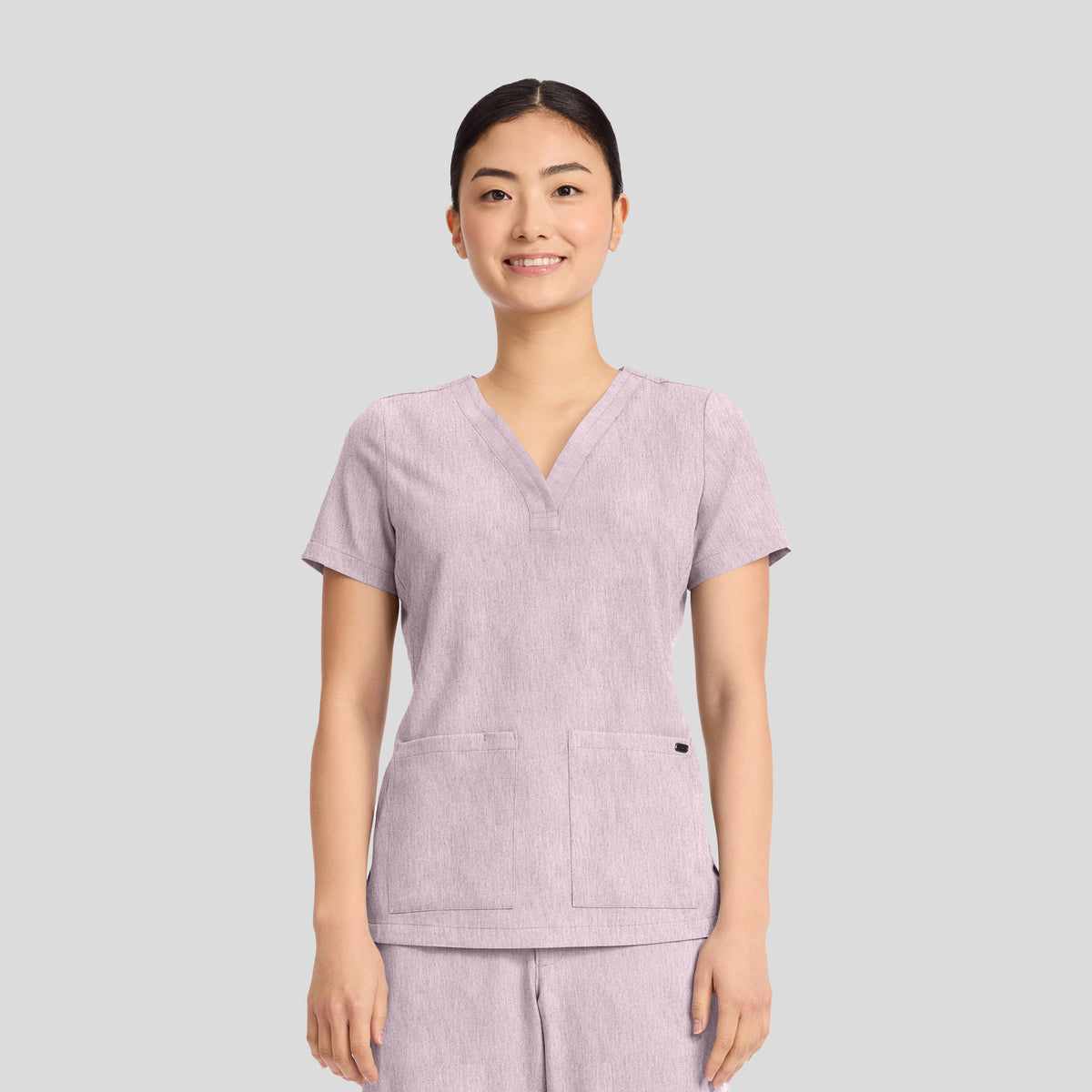 Women's Briana Y-Neck Scrub Top | Pink Pearl – Robert's Medical Uniforms