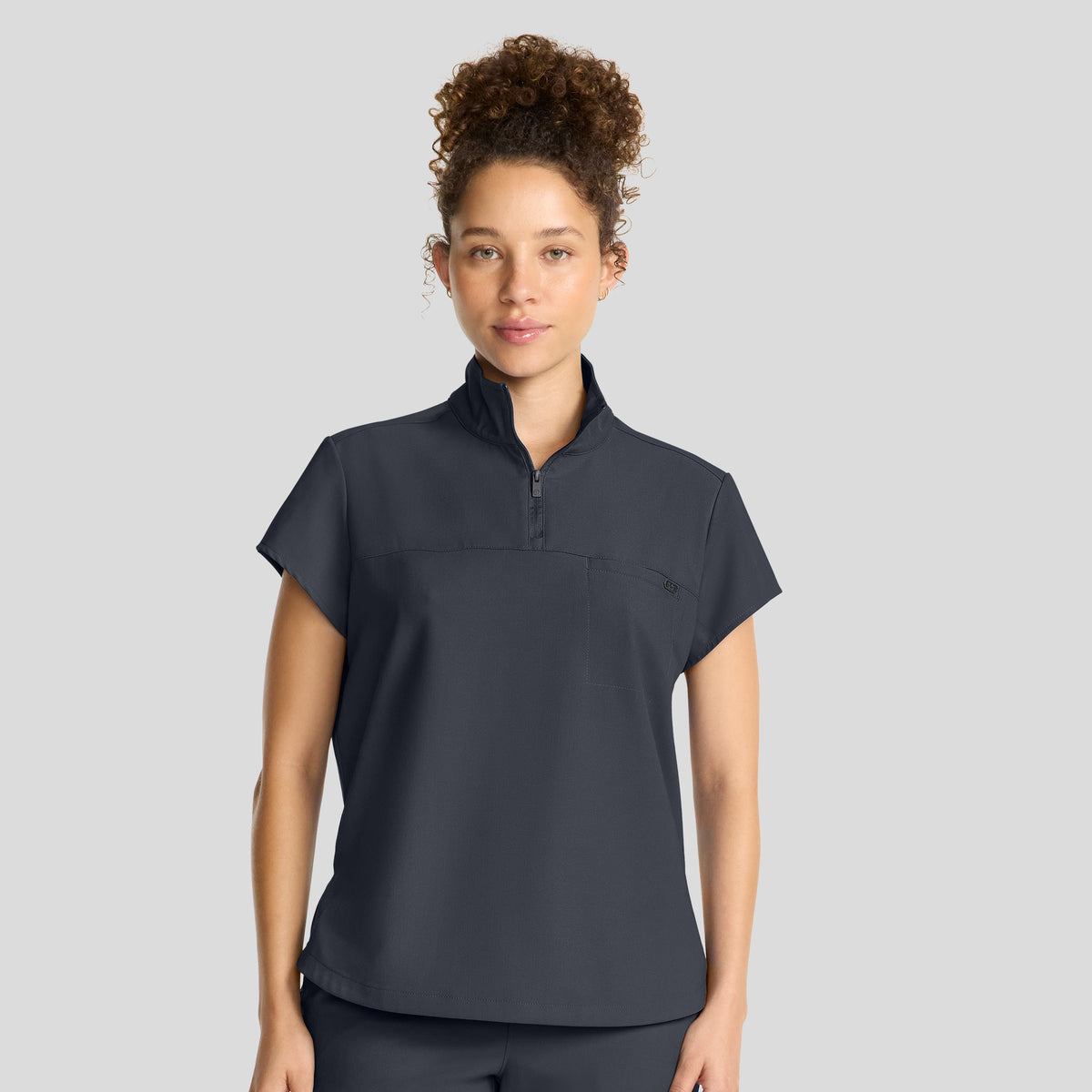 Women's Bella Quarter Zip Scrub Top | Pewter – Robert's Medical Uniforms