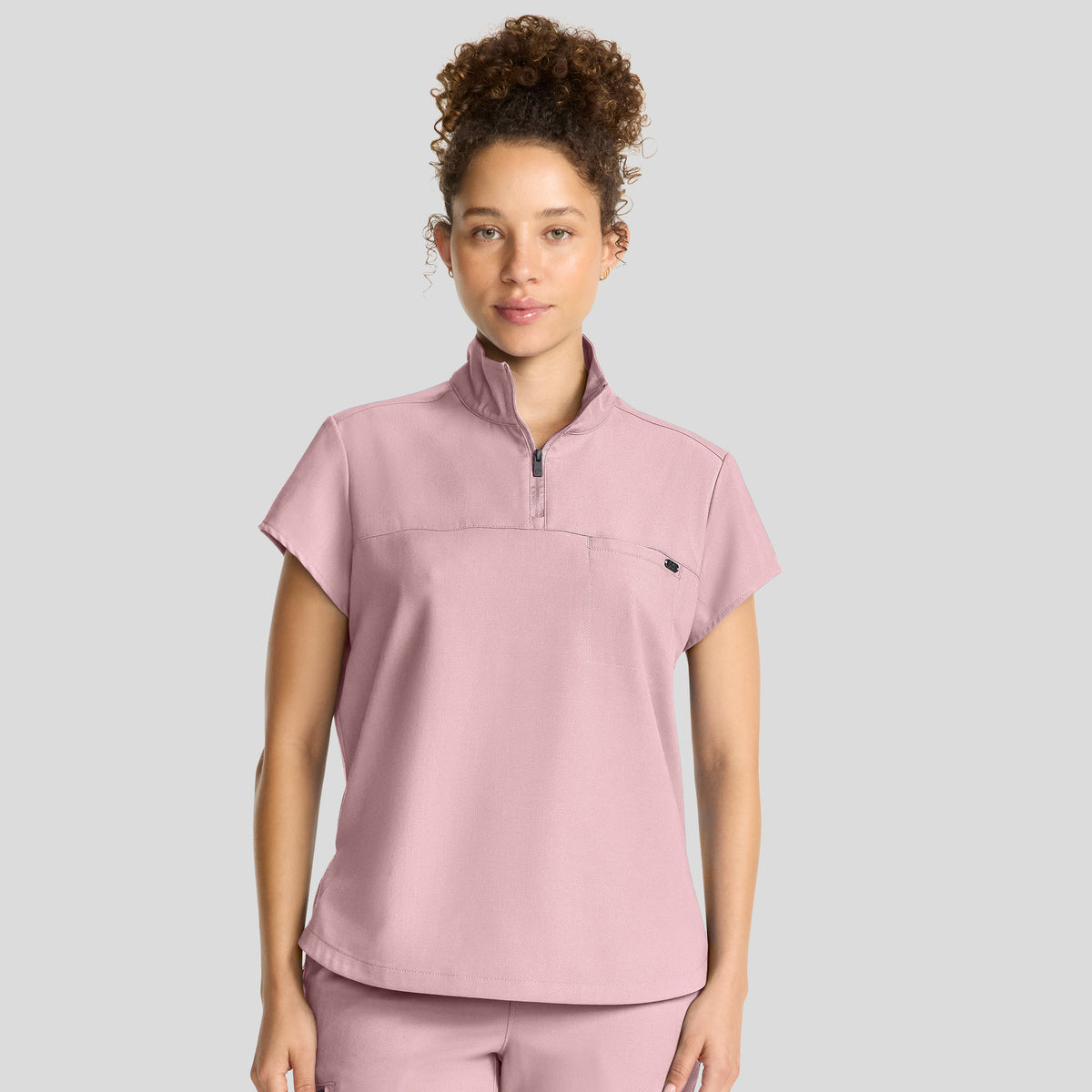 Women's Bella Quarter Zip Scrub Top | Pink Pearl – Robert's Medical ...