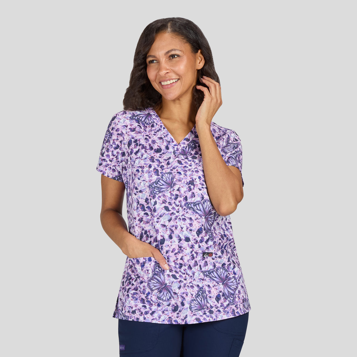 Velora Top | Butterflight French Lavender – Robert's Medical Uniforms