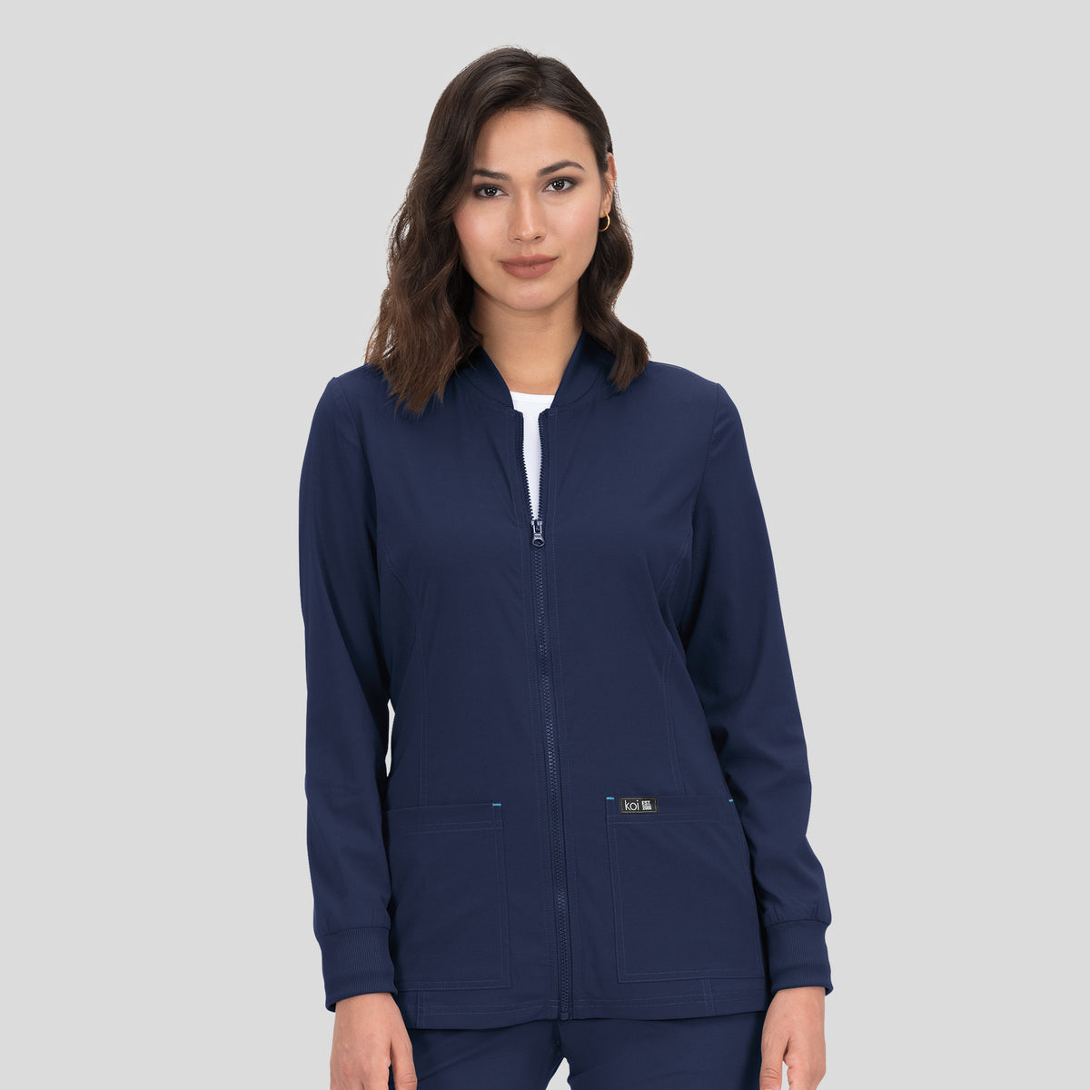 Andrea Women's 4-Pocket Stretch Jacket | Navy – Robert's Medical Uniforms