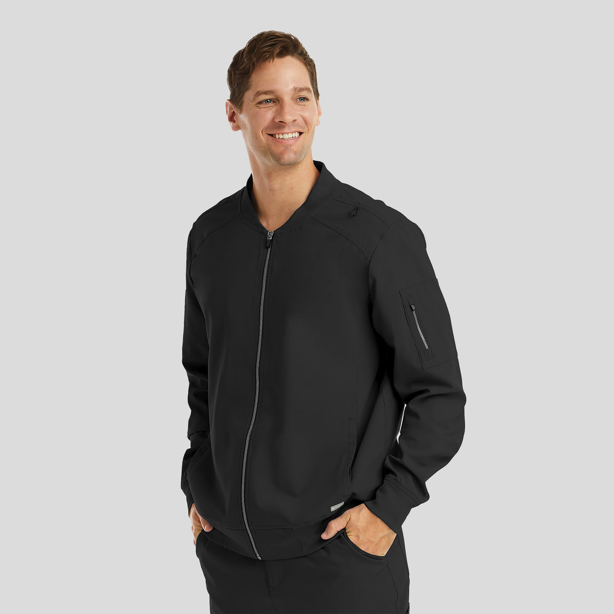 Men’s Full Zip Bomber Jacket | Black – Robert's Medical Uniforms