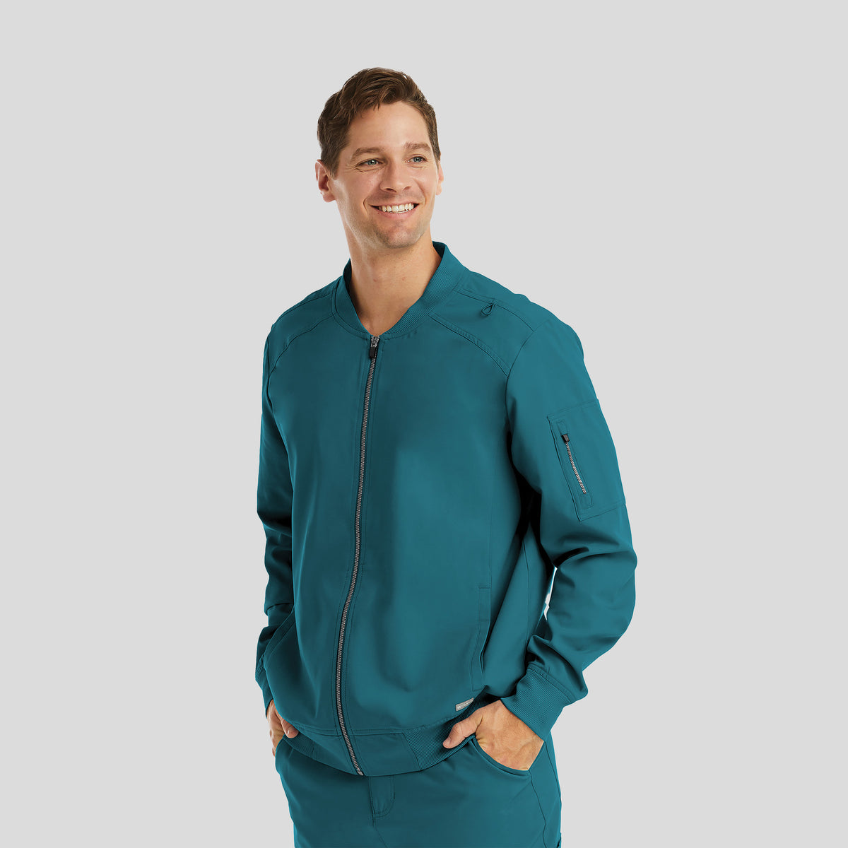Men’s Full Zip Bomber Jacket | Caribbean – Robert's Medical Uniforms