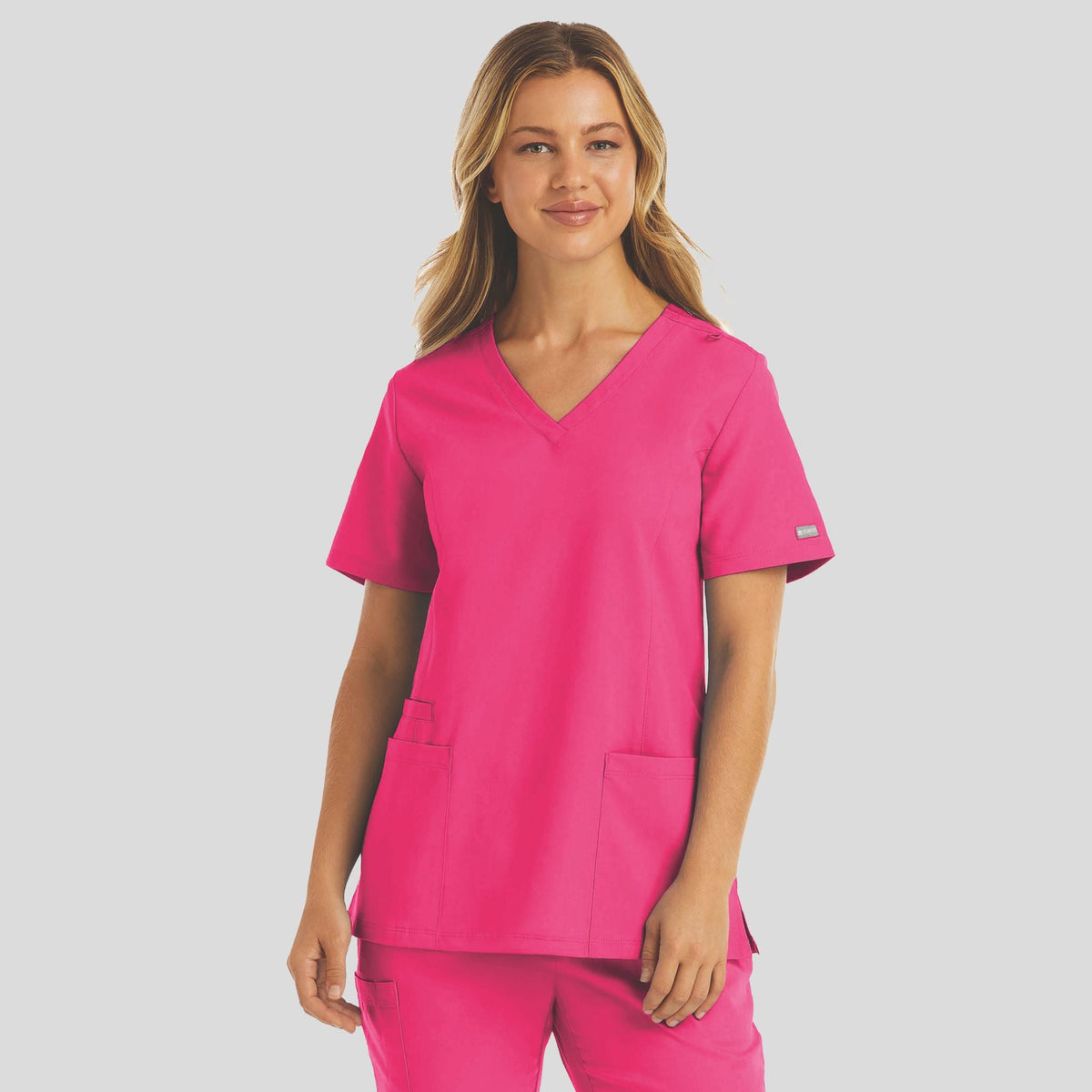 Women's Double V-neck Top | Pink – Robert's Medical Uniforms