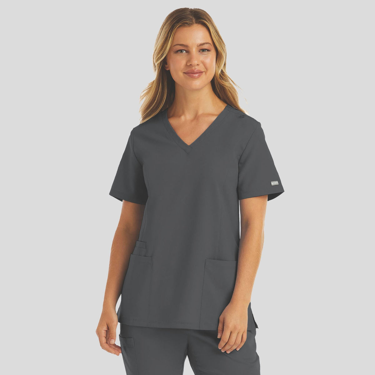 Women's Double V-neck Top | Pewter – Robert's Medical Uniforms