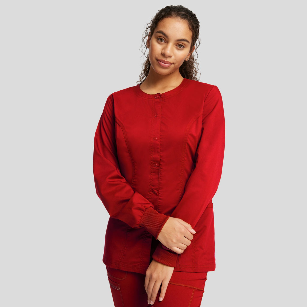 Women's Snap Front Solid Scrub Jacket | Red – Robert's Medical Uniforms