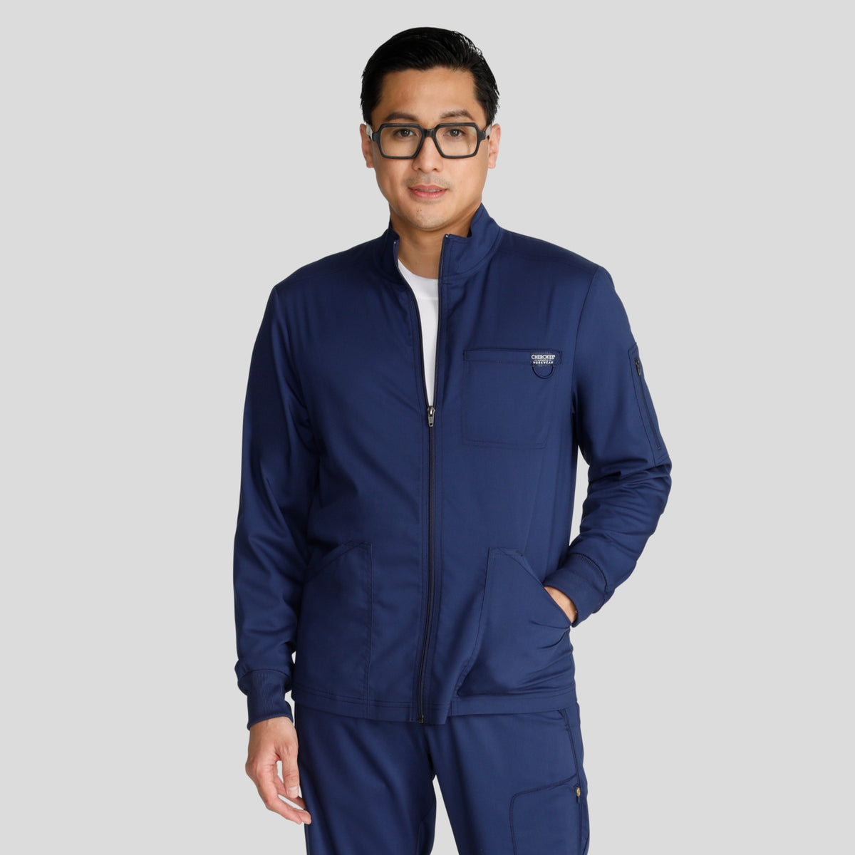 Men's Zip Front Scrub Jacket | Navy – Robert's Medical Uniforms