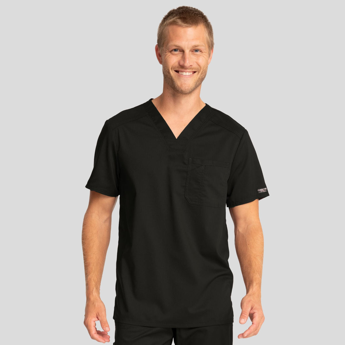 Men's V-Neck Solid Scrub Top | Black – Robert's Medical Uniforms