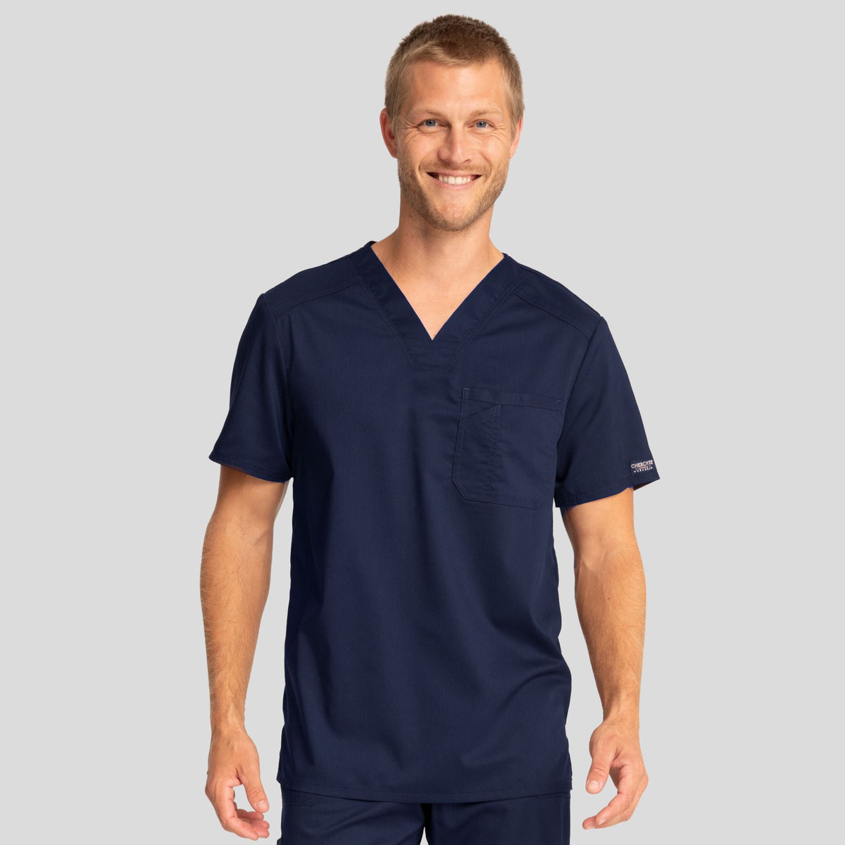 Men's V-Neck Solid Scrub Top | Navy – Robert's Medical Uniforms