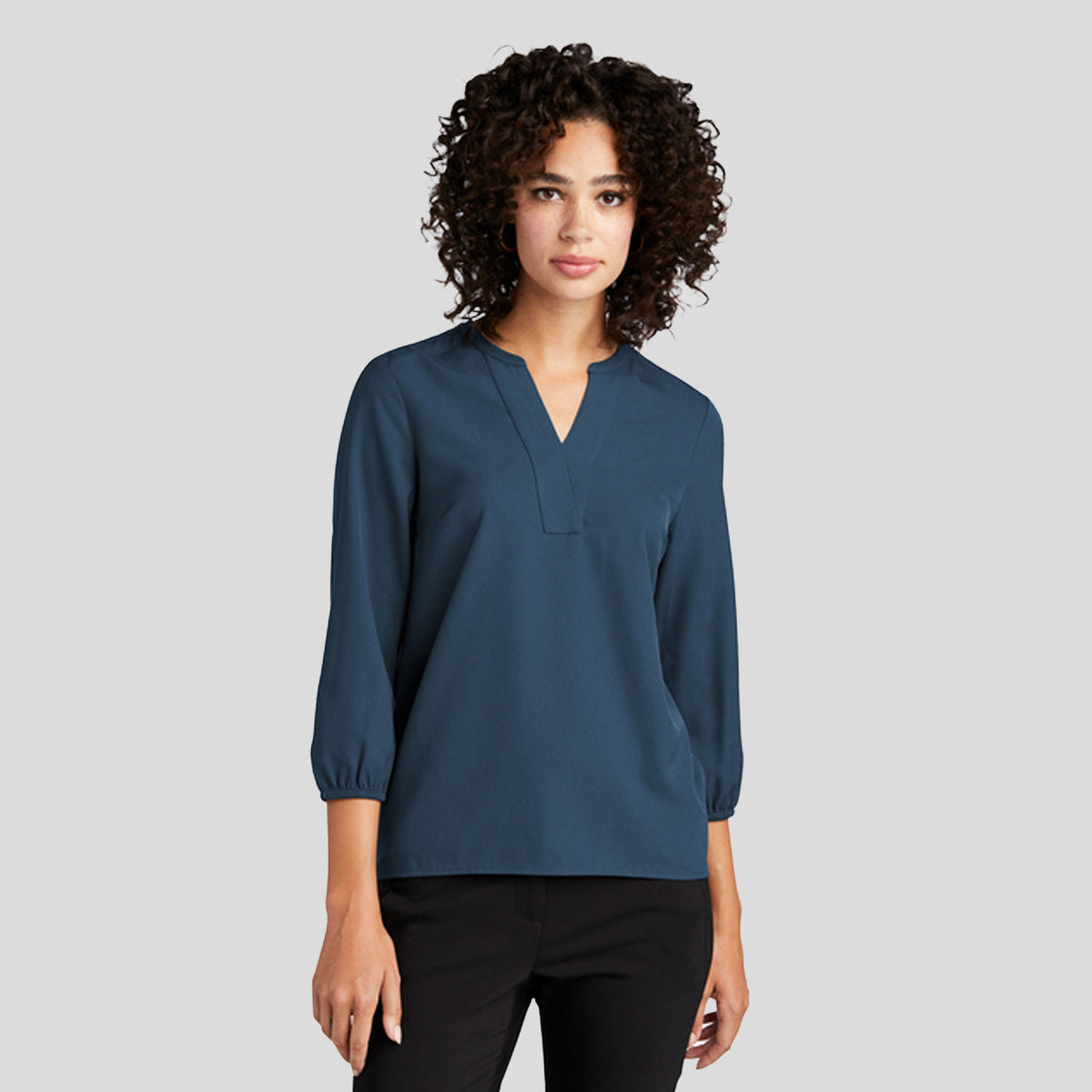 Women's Stretch Crepe 3/4-Sleeve Blouse | Insignia Blue – Robert's ...