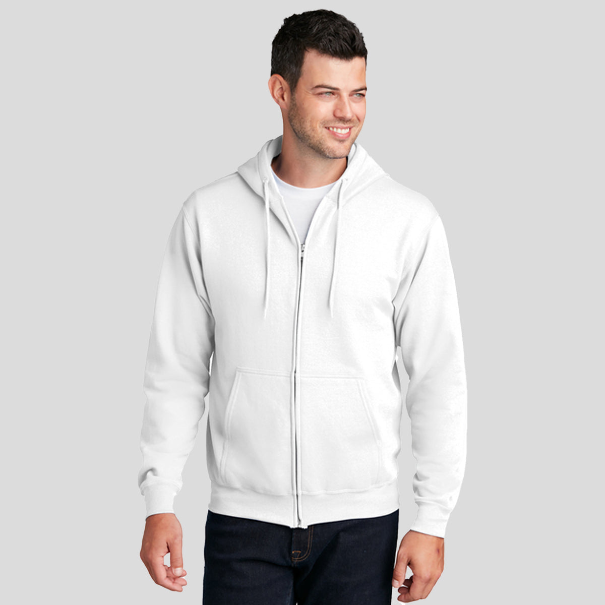 Core Fleece Full-Zip Hooded Sweatshirt | White – Robert's Medical Uniforms