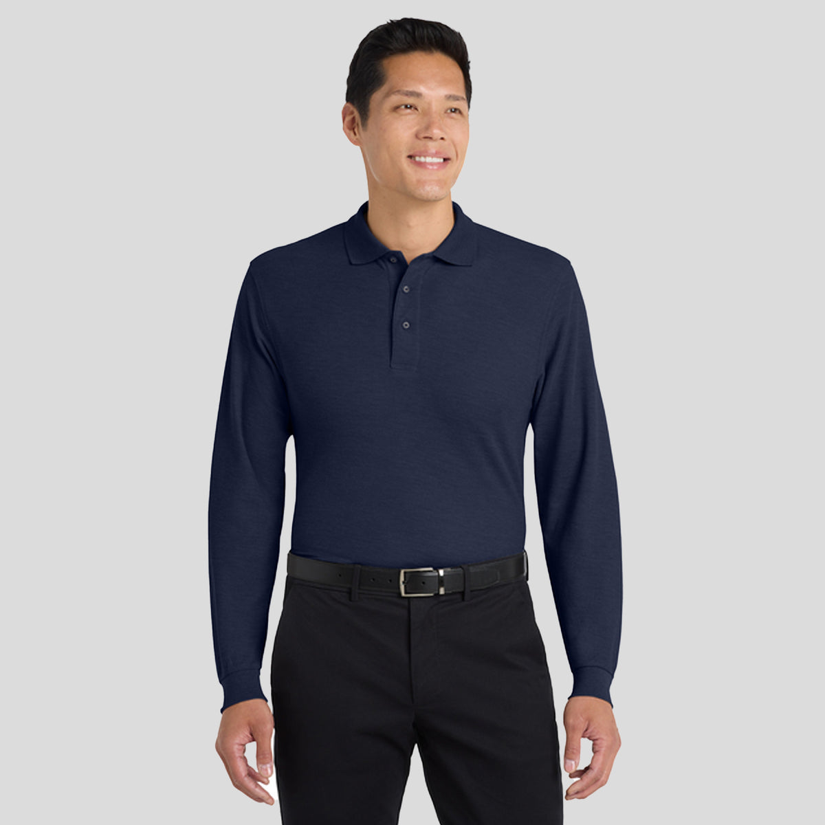Silk Touch™ Long Sleeve Polo | Navy – Robert's Medical Uniforms
