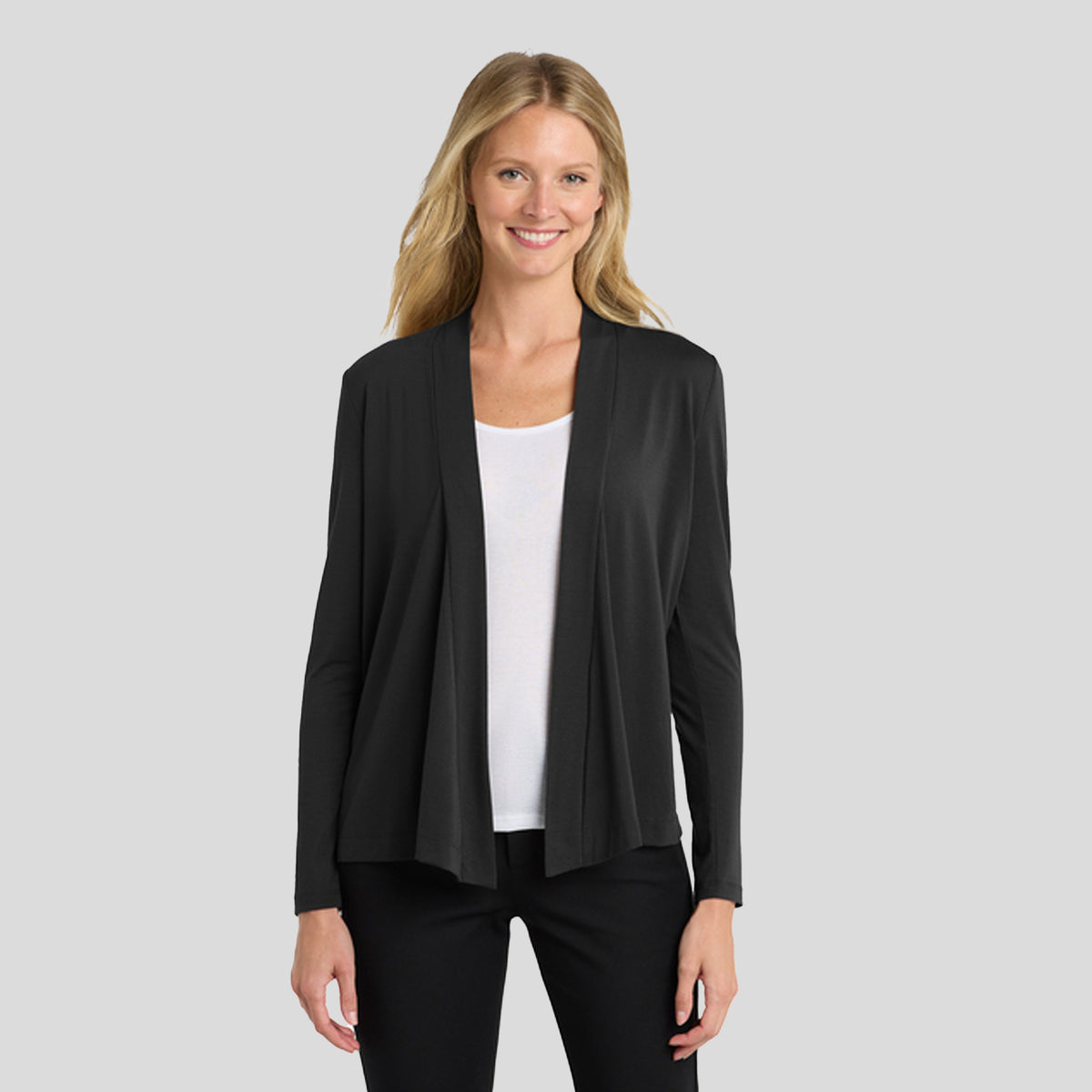 Women's Concept Open Cardigan | Black – Robert's Medical Uniforms